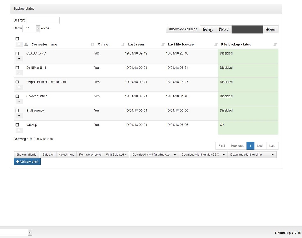 File Backup Status Showing Disabled After Update General Discussion Urbackup Discourse 